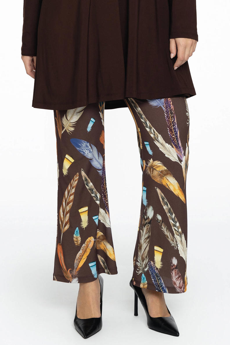 Yoek Travelstof bootcut broek met all over print bruin | wehkamp