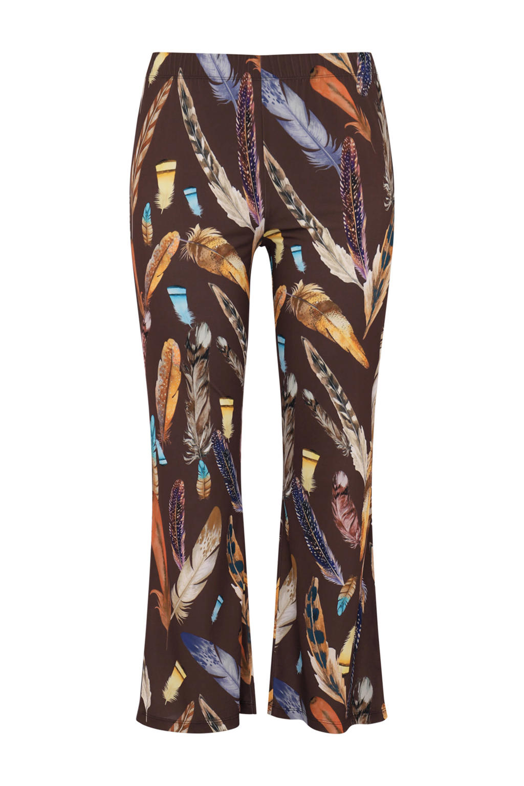 Yoek Travelstof bootcut broek met all over print bruin | wehkamp