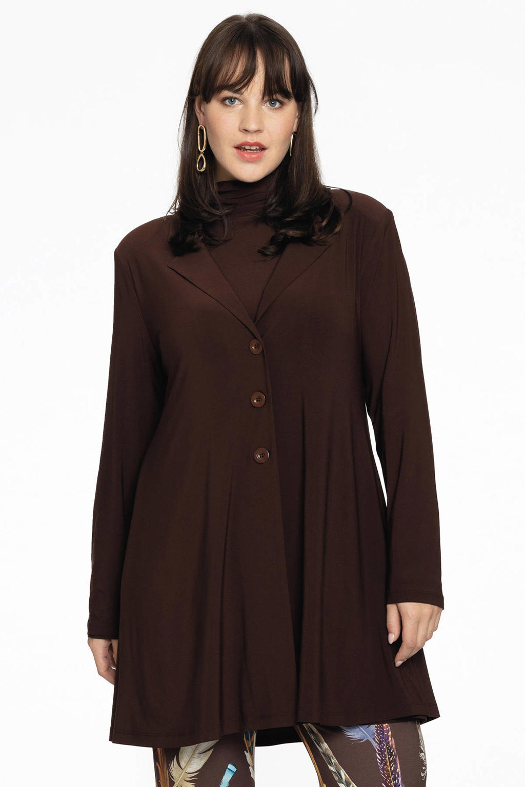 Yoek A-lijn blazer travelstof donkerbruin | wehkamp