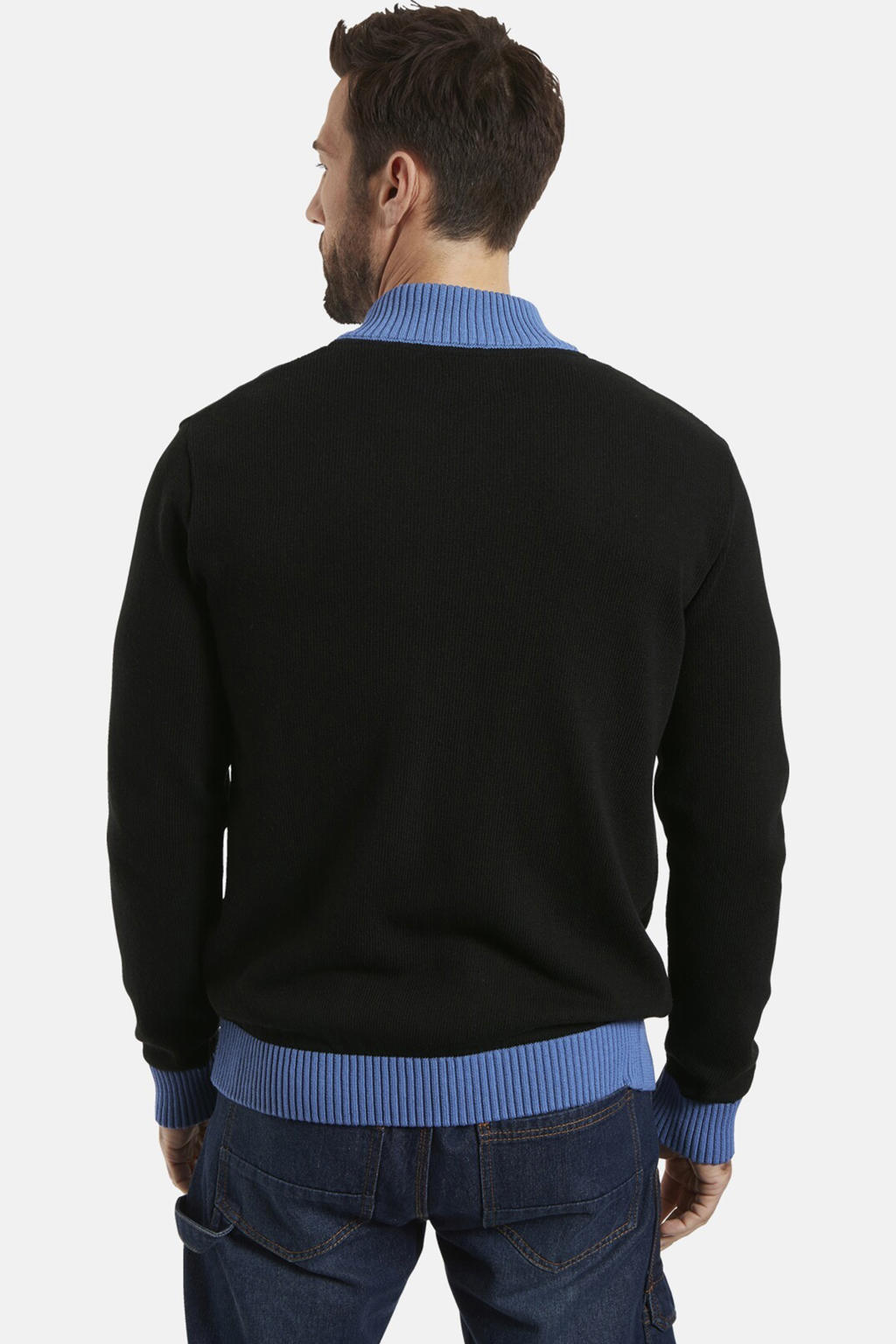 Jan Vanderstorm vest HERSKA Plus Size met contrastbies zwart/blauw ...