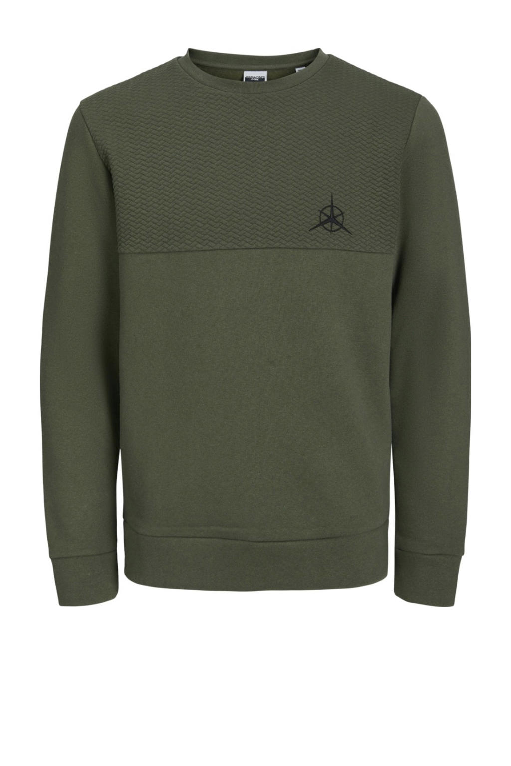 JACK & JONES CORE sweater JCOSTAPLE met printopdruk en textuur forest ...