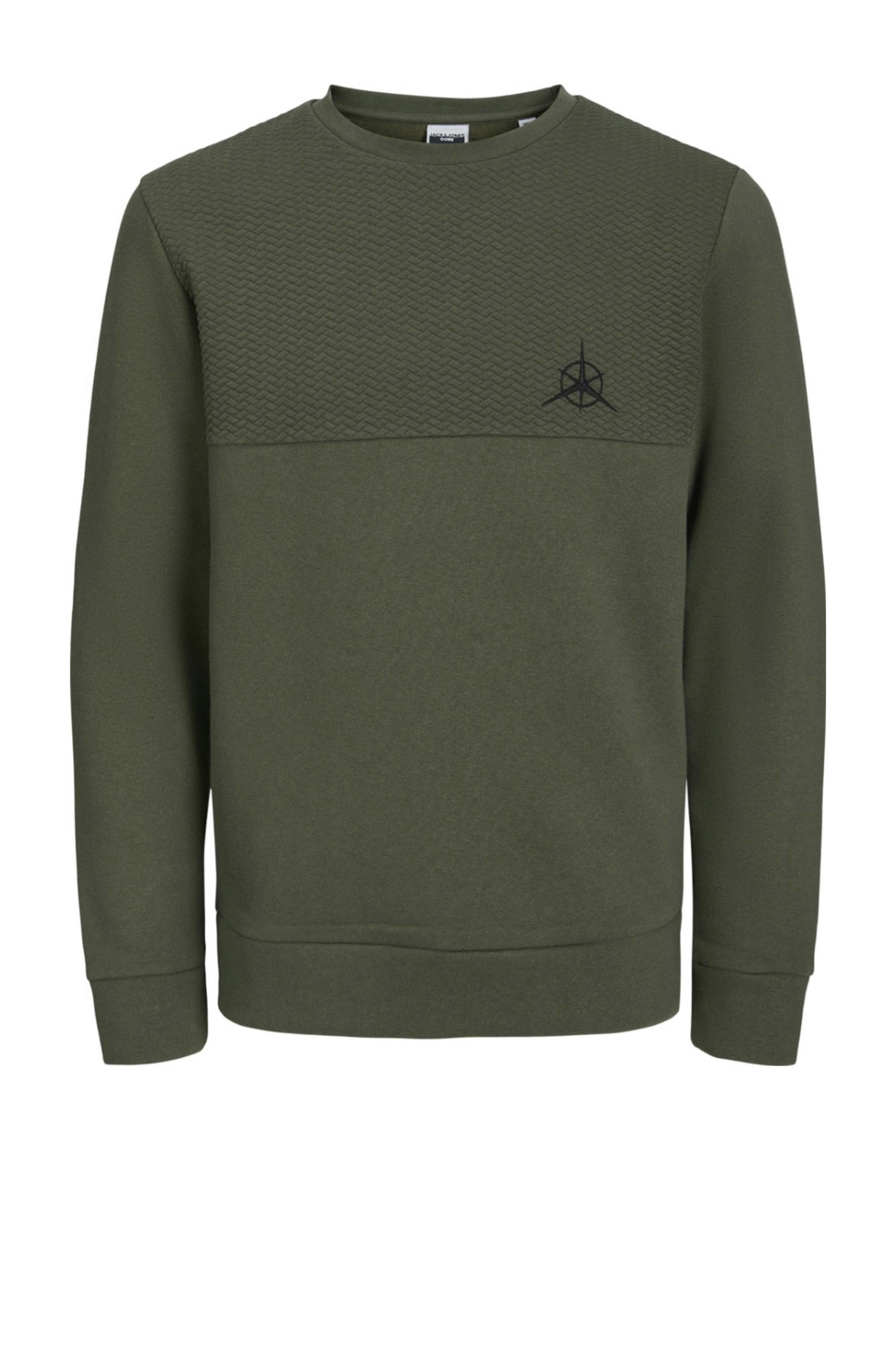 JACK & JONES CORE sweater JCOSTAPLE met printopdruk en textuur forest ...