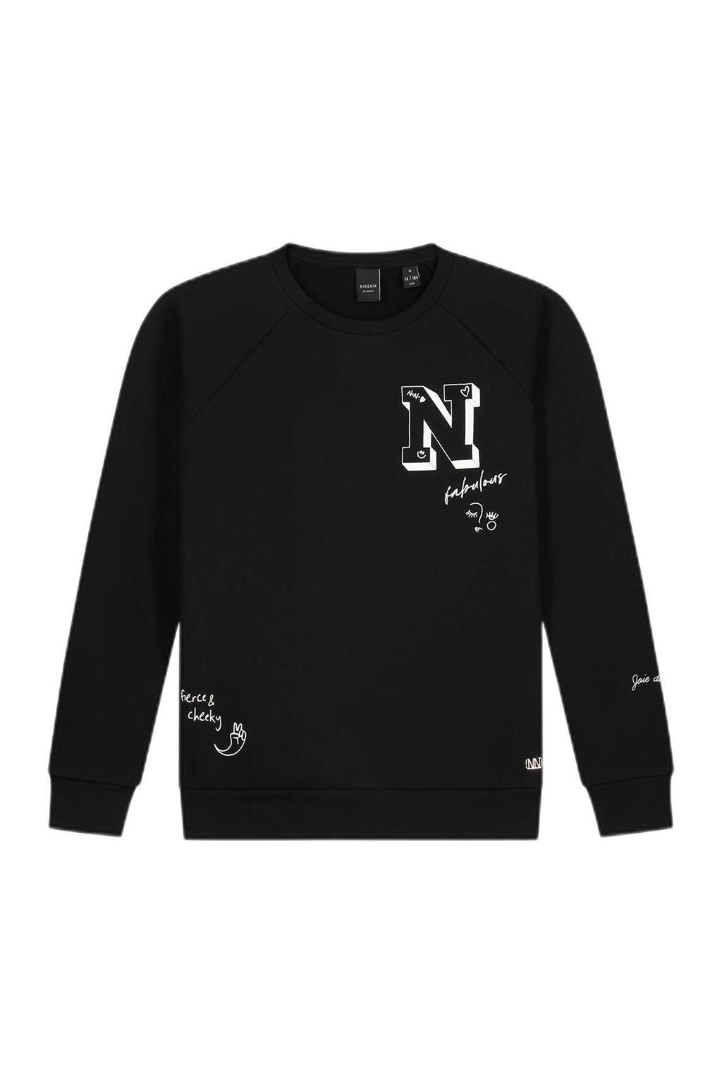 NIK&NIK sweater Nia met printopdruk zwart | wehkamp