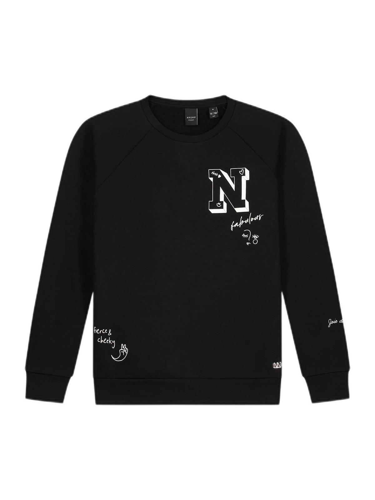 NIK&NIK sweater Nia met printopdruk zwart | wehkamp