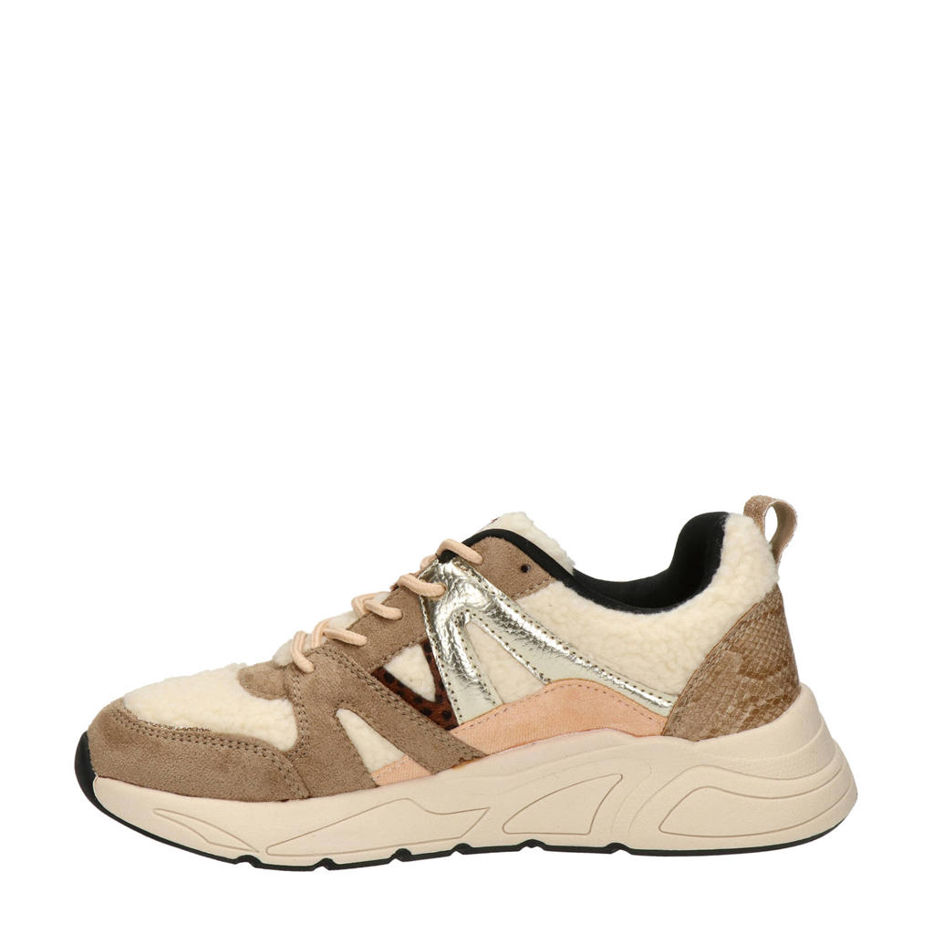 Dolcis teddy sneakers taupe/multi | wehkamp