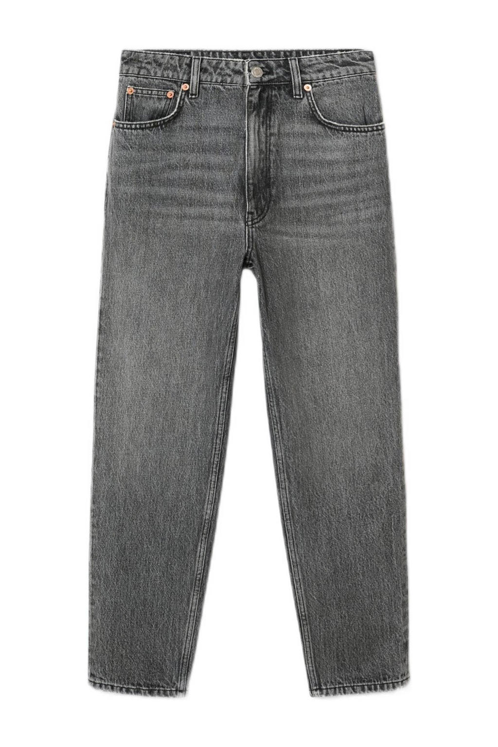 Mango cropped high waist mom jeans grijs | wehkamp