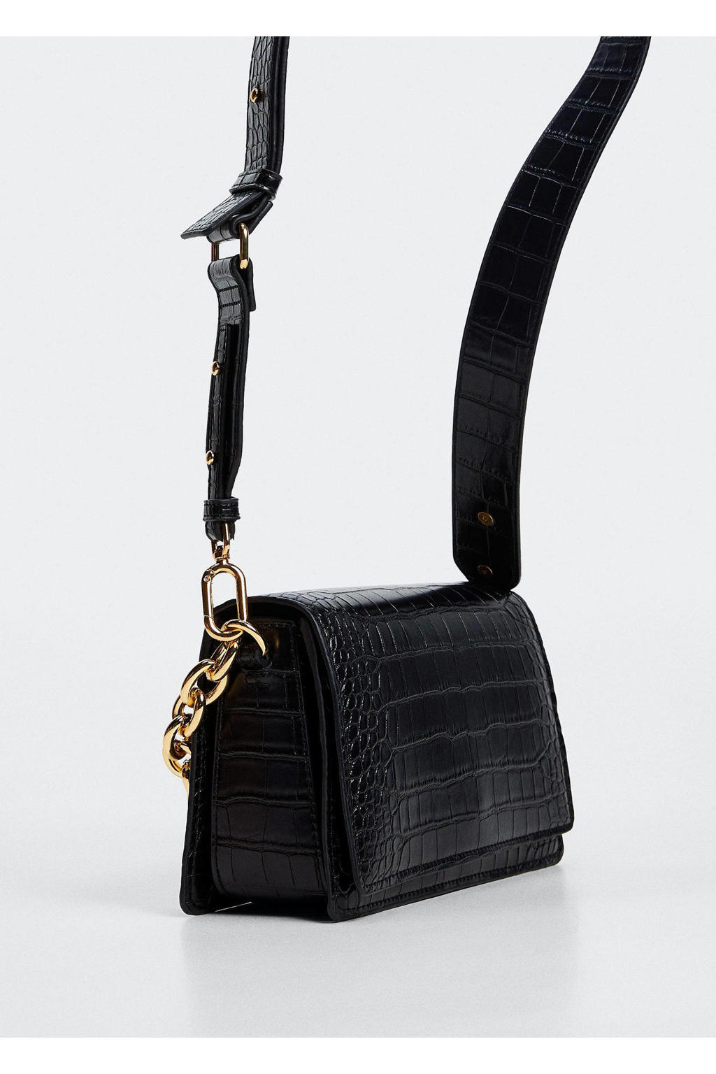 Mango crossbody tas met crocoprint zwart | wehkamp