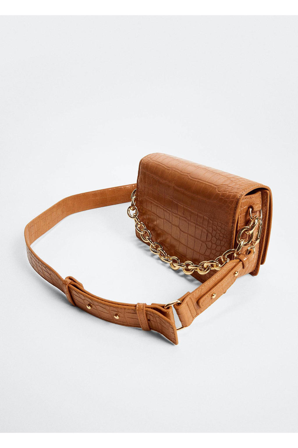 Mango crossbody tas met crocoprint bruin | wehkamp