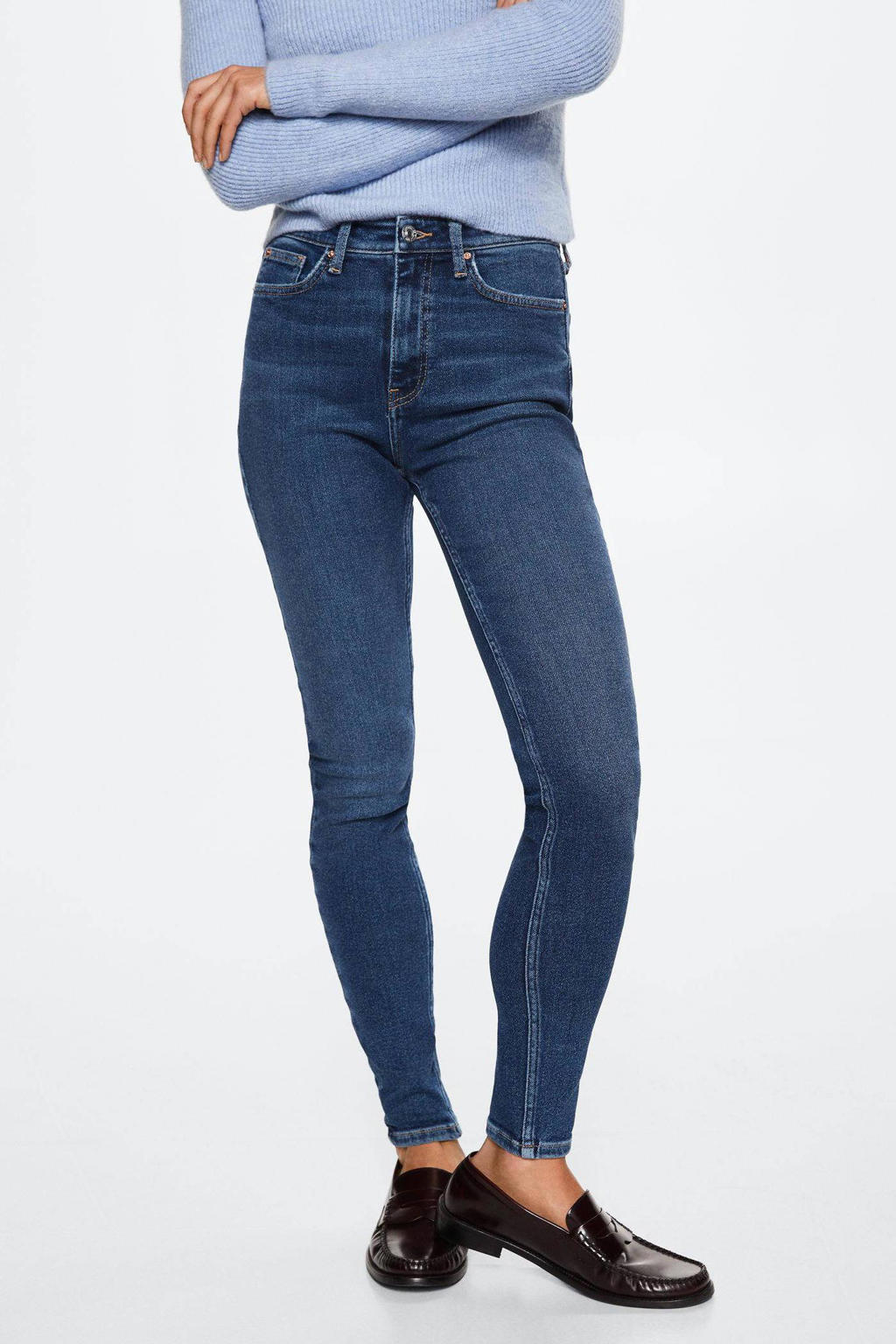 Mango high waist skinny jeans dark denim | wehkamp
