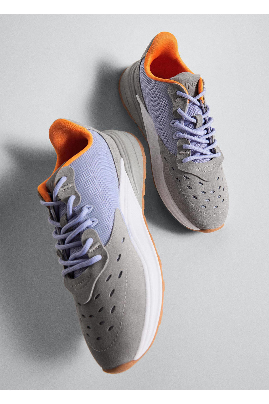 Mango suède sneakers grijs/blauw | wehkamp
