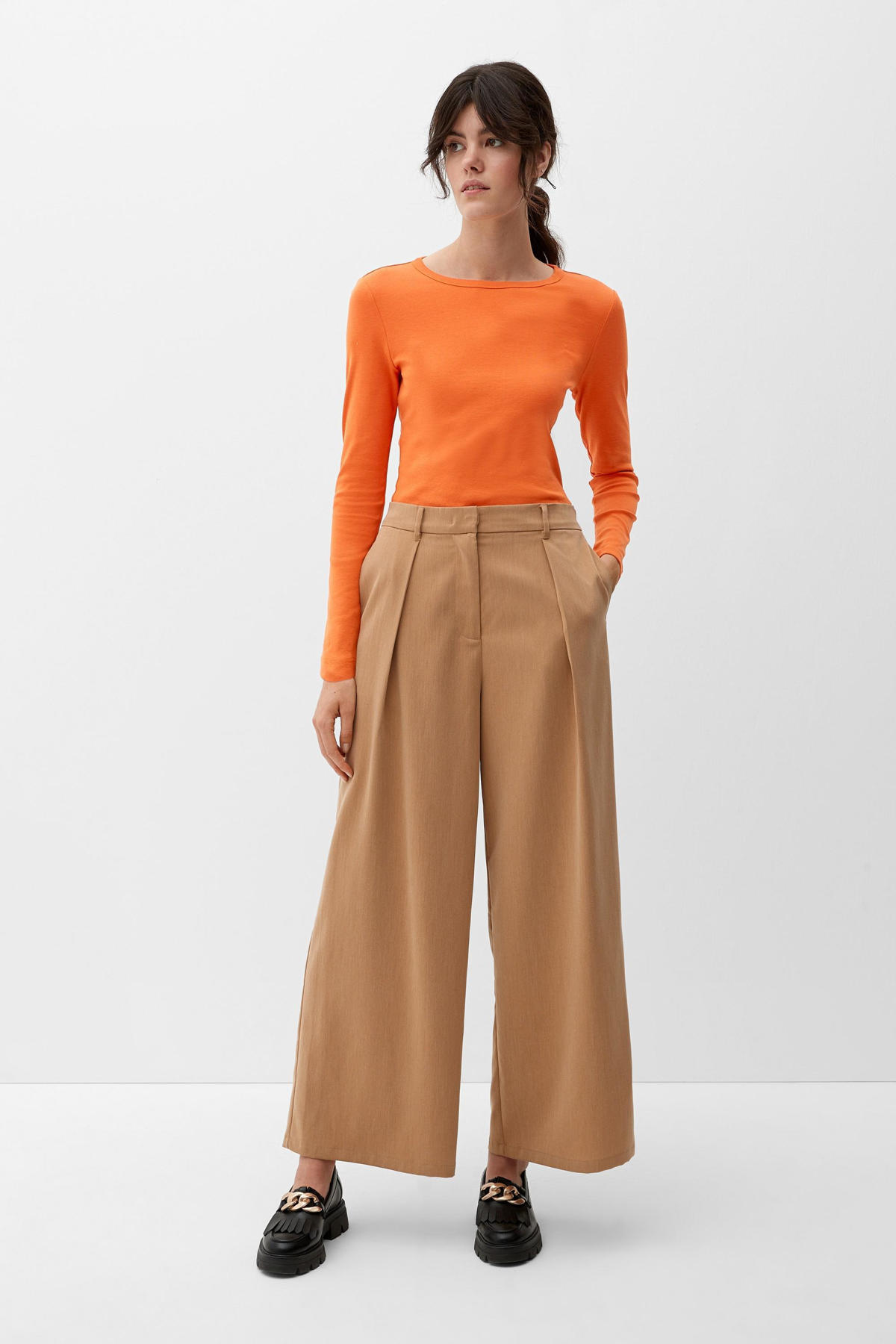 s.Oliver basis katoenen T-shirt oranje | wehkamp