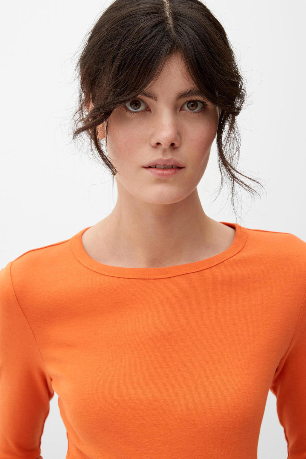 s.Oliver basis katoenen T-shirt oranje | wehkamp