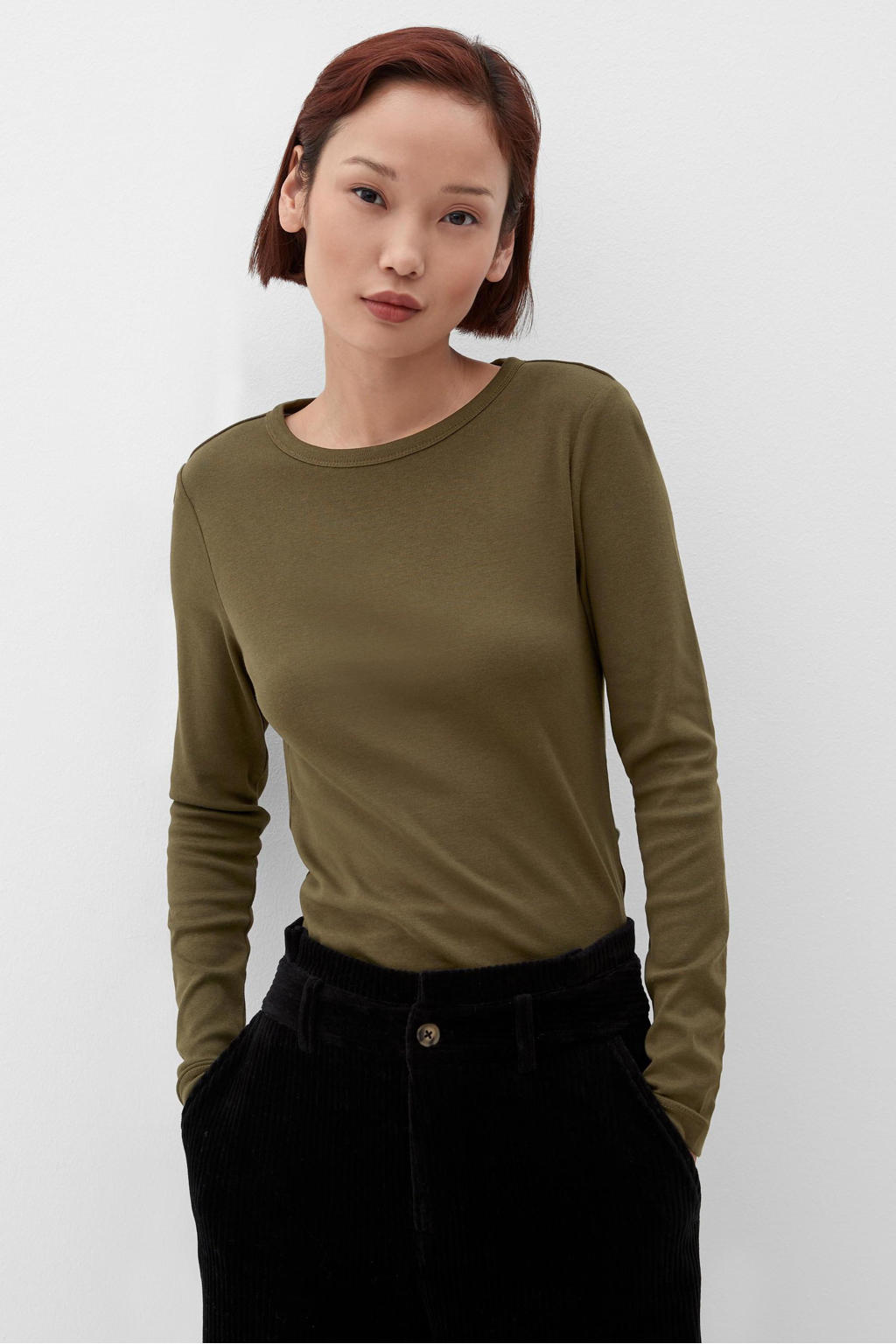 s.Oliver basis katoenen T-shirt kakigoen | wehkamp