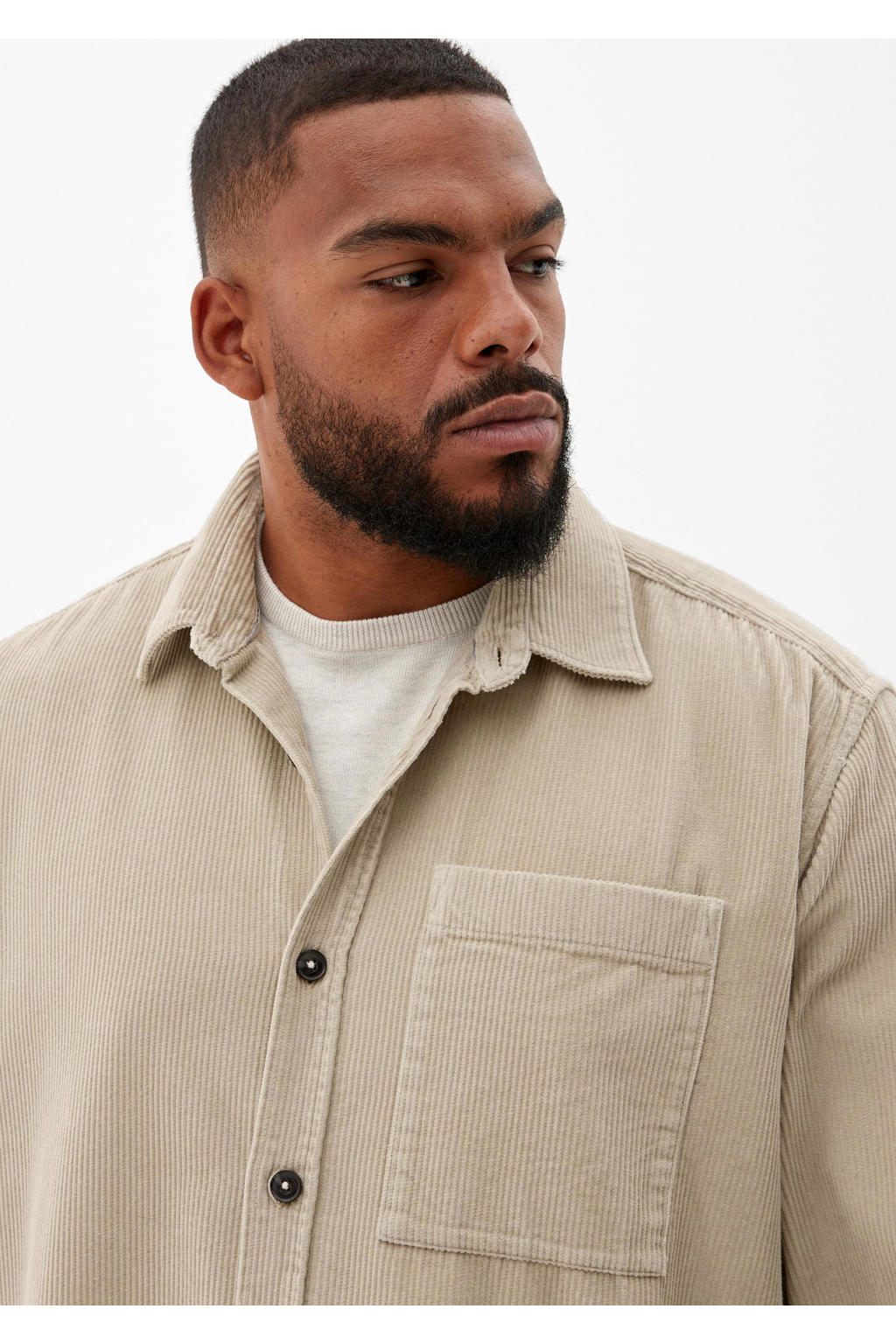 s.Oliver Big Size corduroy regular fit overshirt Plus Size beige | wehkamp