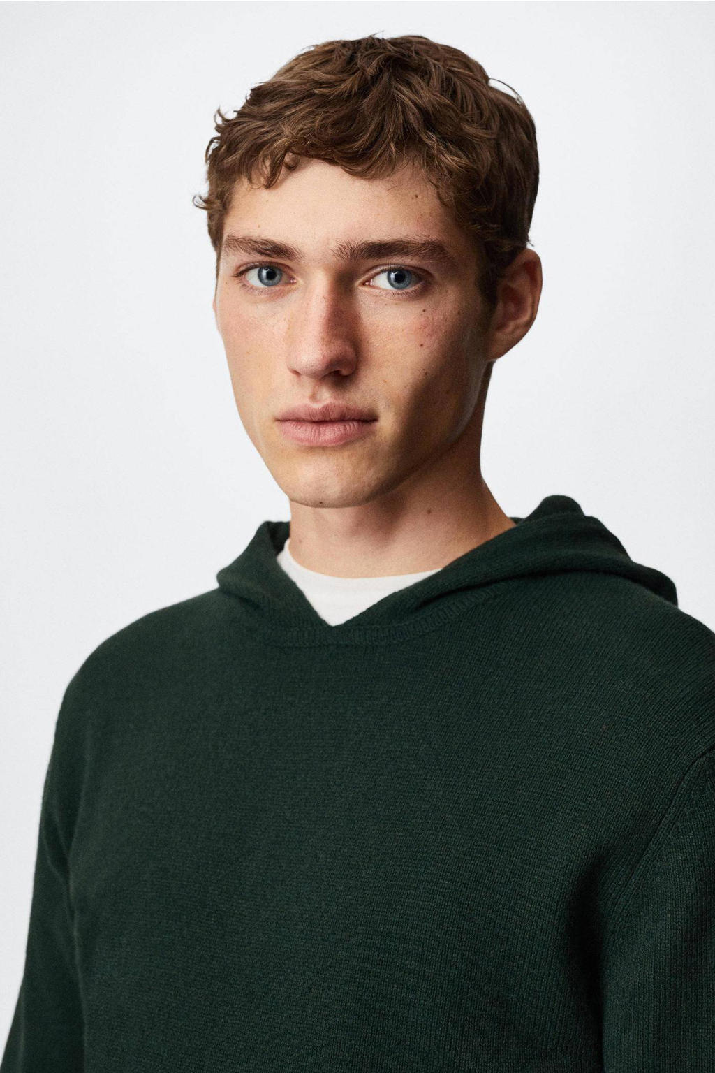 Mango Man hoodie met wol donkergroen | wehkamp