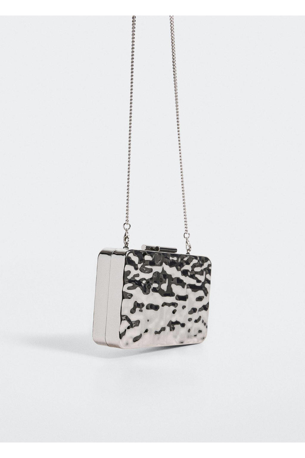 Mango metallic clutch zilverkleurig | wehkamp