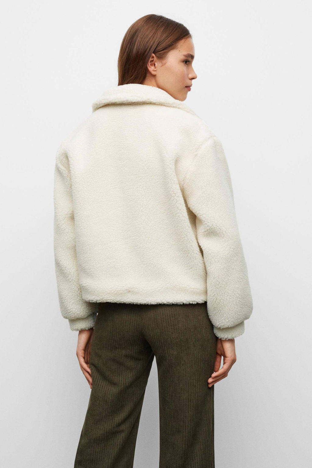 Mango Kids teddy tussenjas naturel wit | wehkamp