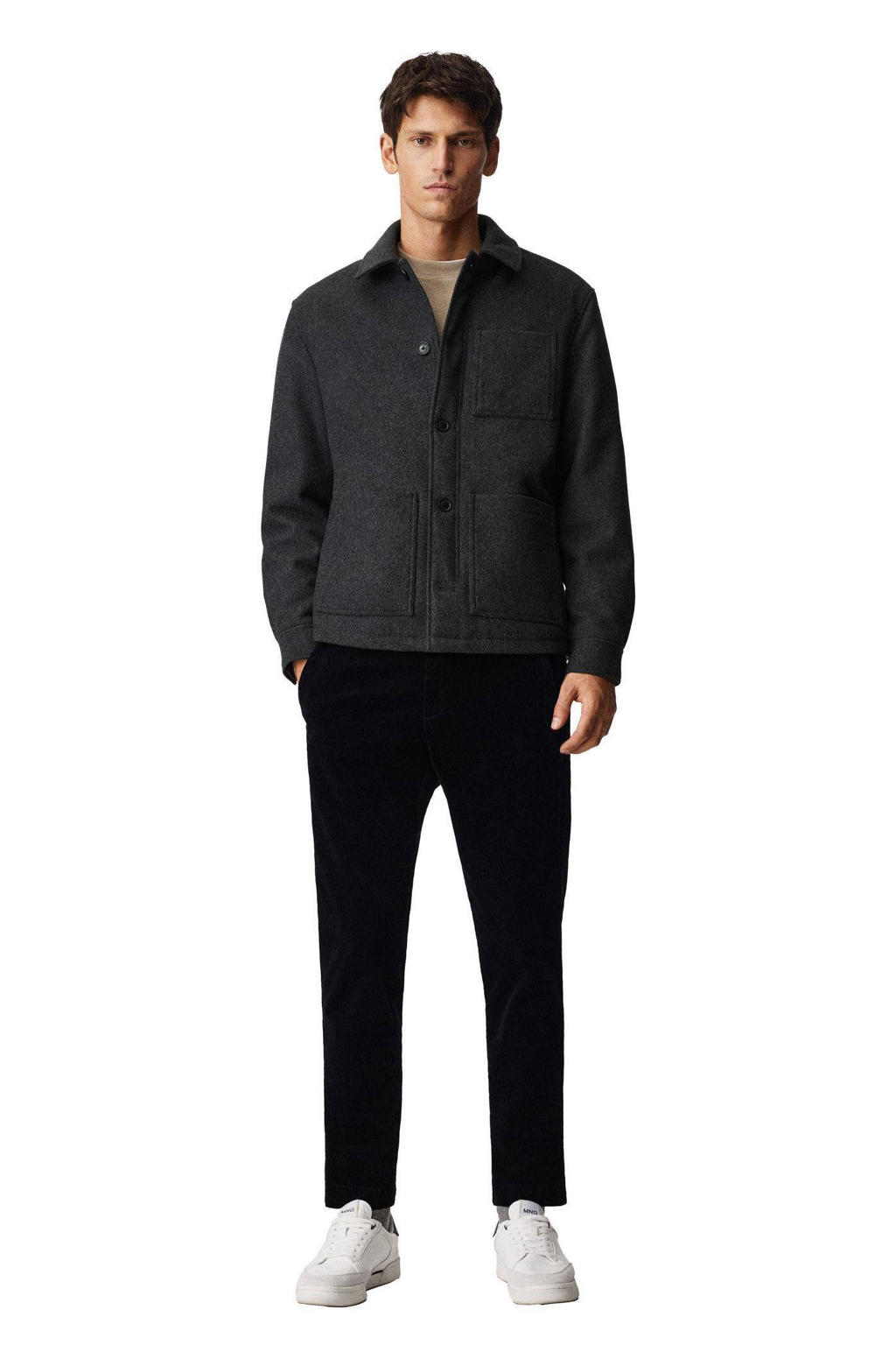 Mango Man regular fit colbert donkergrijs | wehkamp