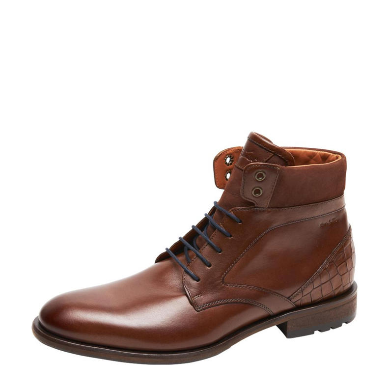 Van Lier Henry leren veterboots cognac | wehkamp