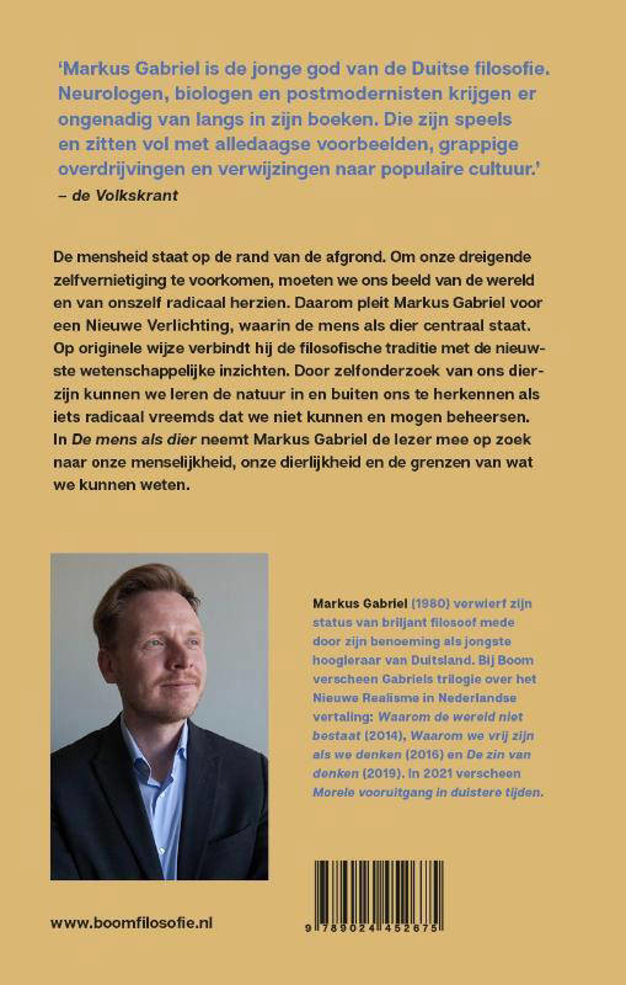 Markus Gabriel De mens als dier | wehkamp