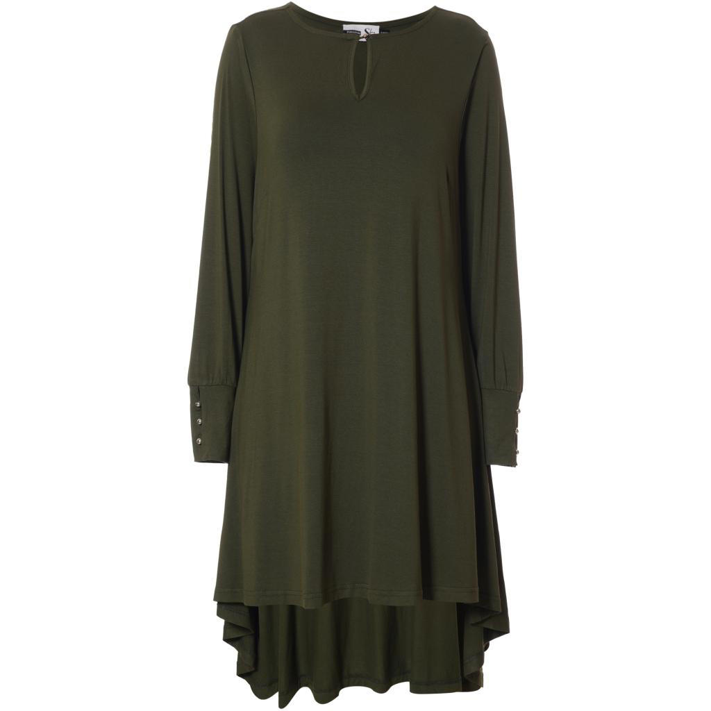 STUDIO asymmetrische jurk Didde met open detail olijfgroen | wehkamp