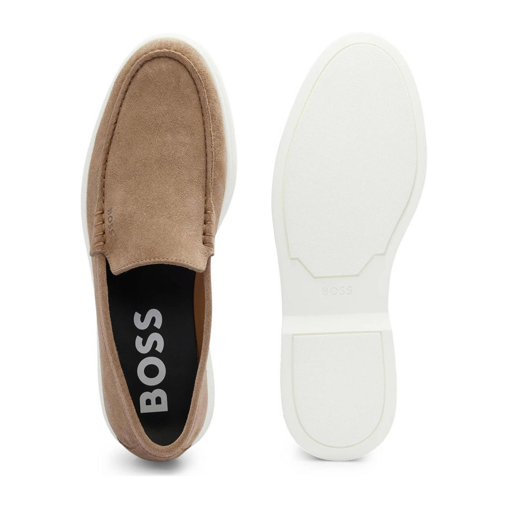 BOSS Sienne suède loafers beige | wehkamp