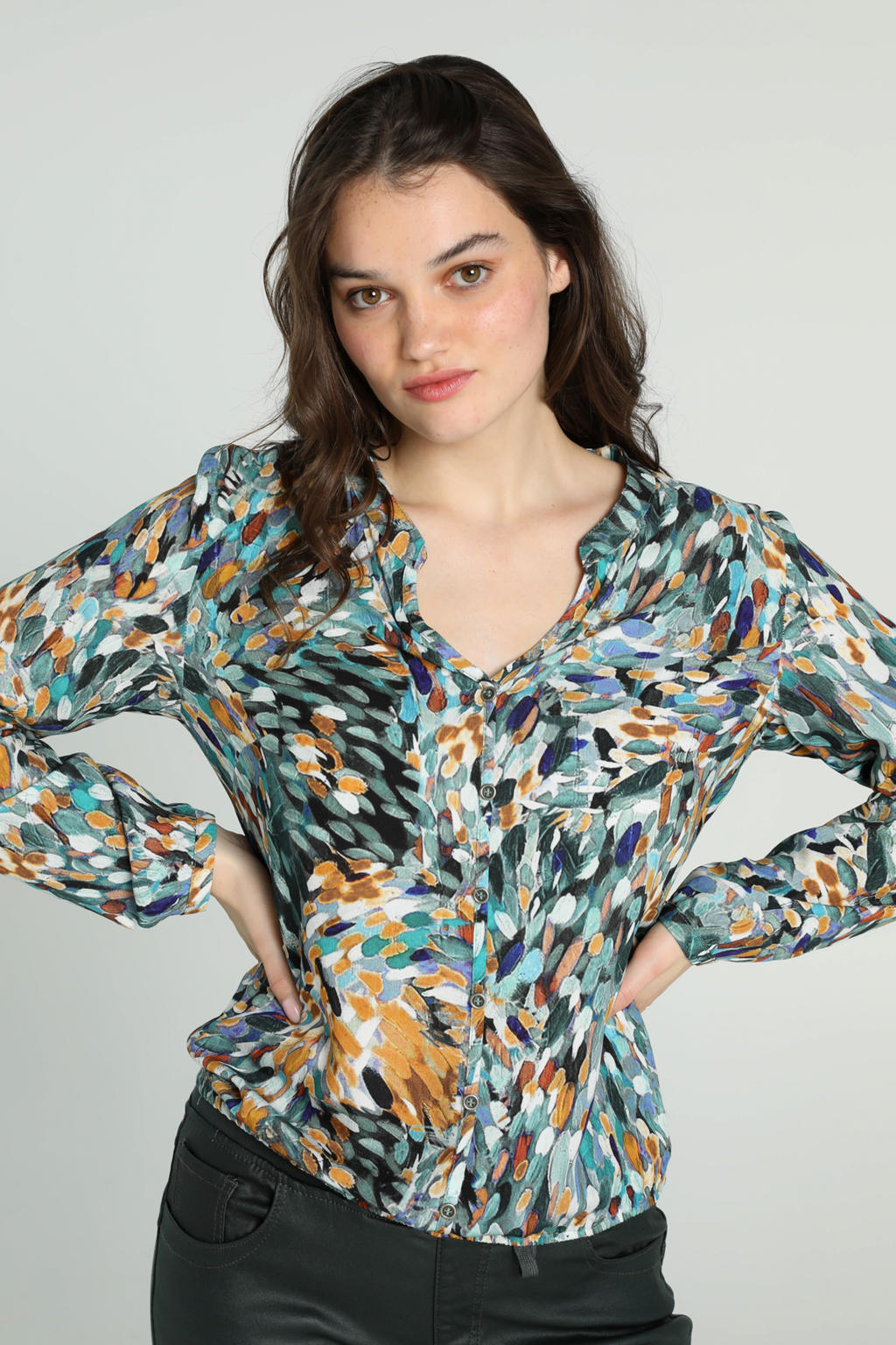 Cassis Top Met All Over Print Blauw Oranje Wit Wehkamp
