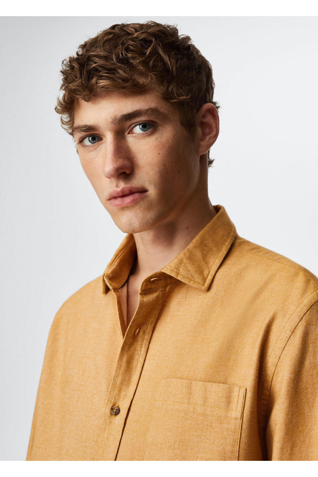 Mango Man regular fit overhemd donkergeel | wehkamp