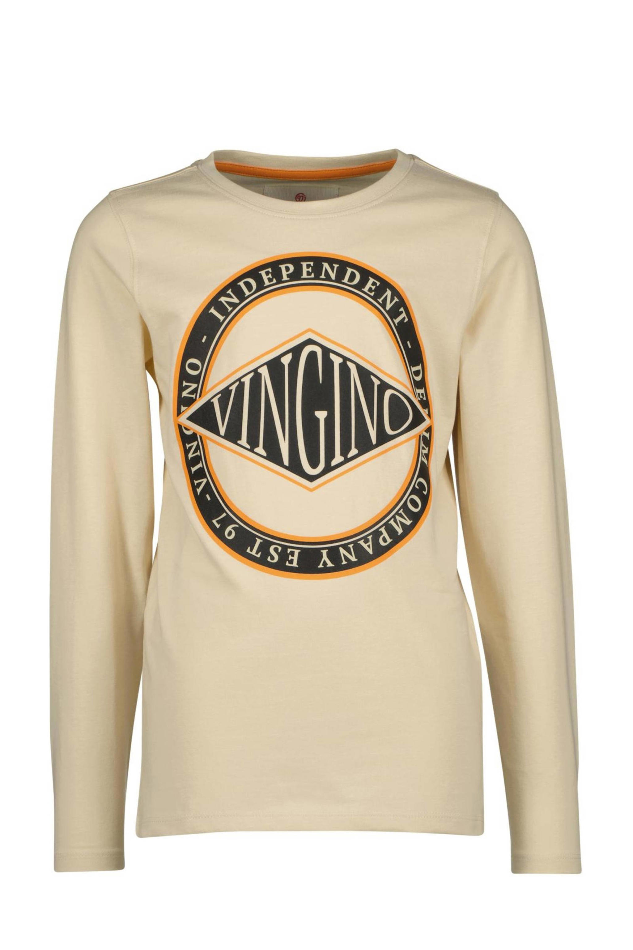 Vingino longsleeve Jero met logo beige | wehkamp