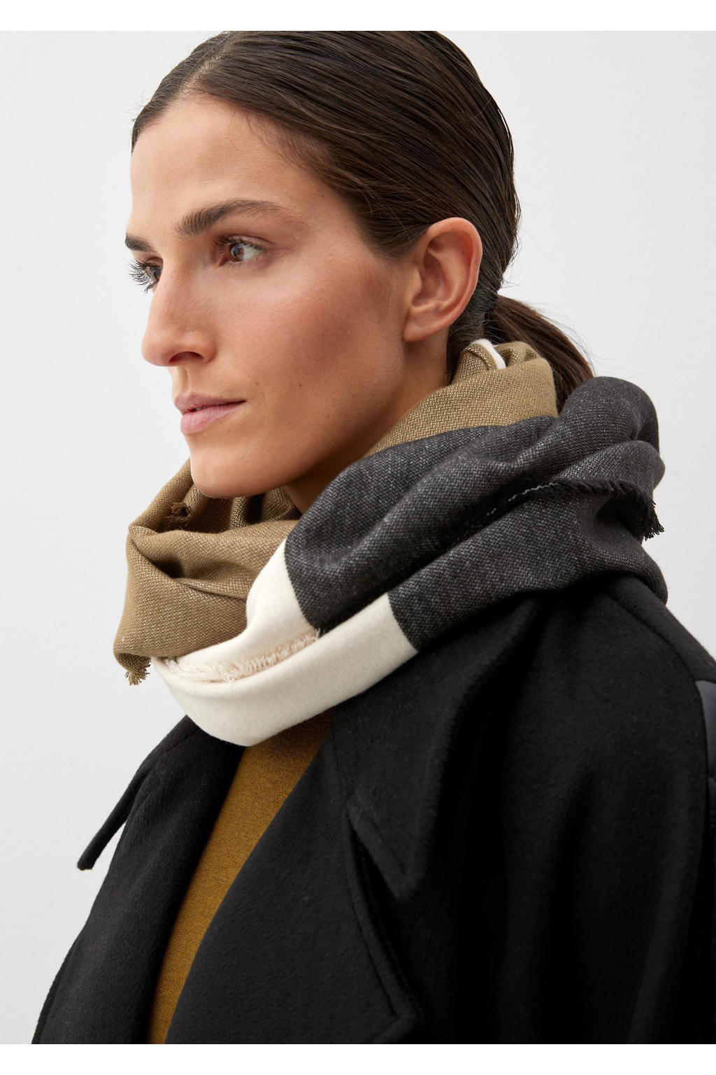 s.Oliver colsjaal kaki/beige/antraciet | wehkamp