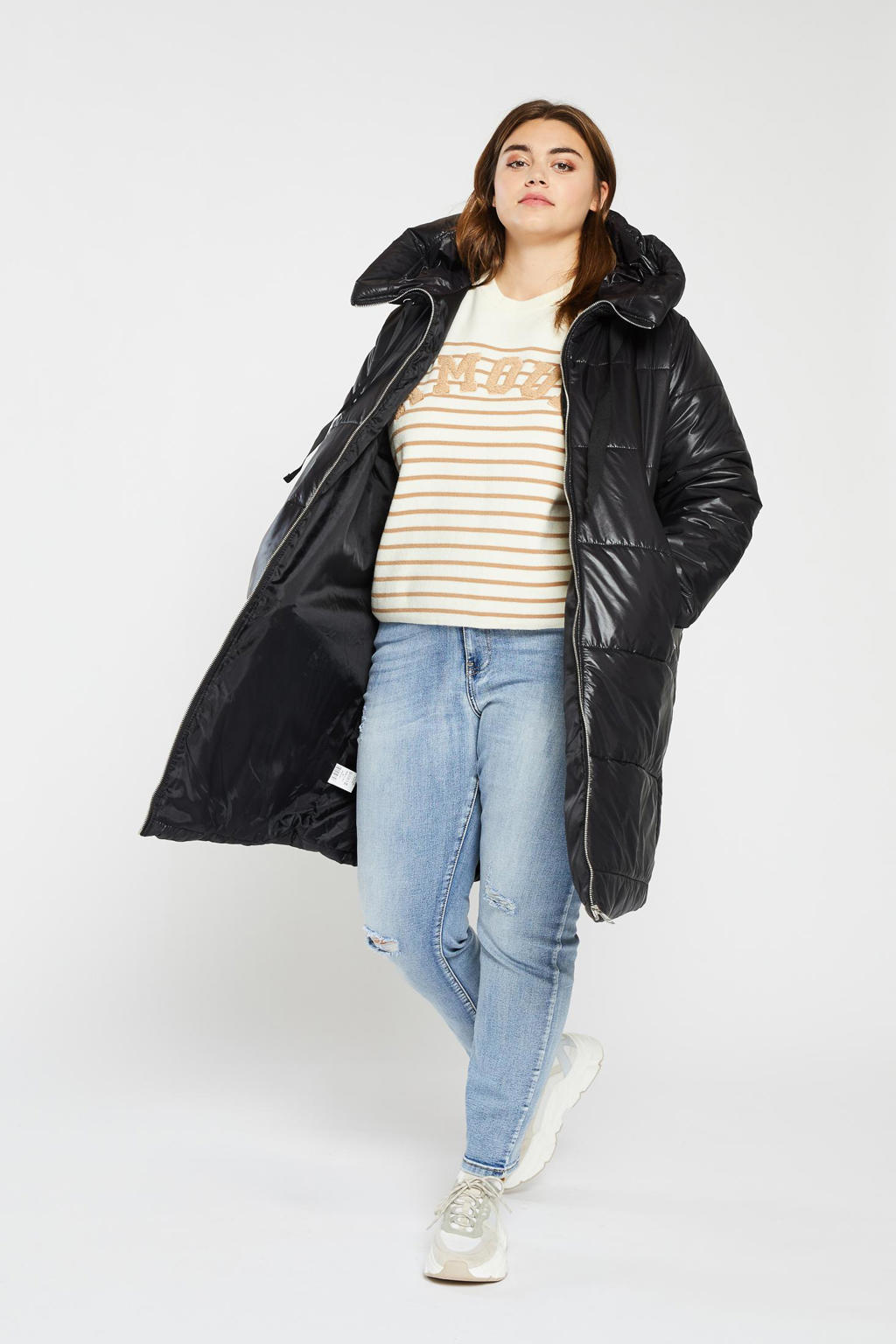 ZINO & JUDY gestreepte sweater ecru/camel | wehkamp