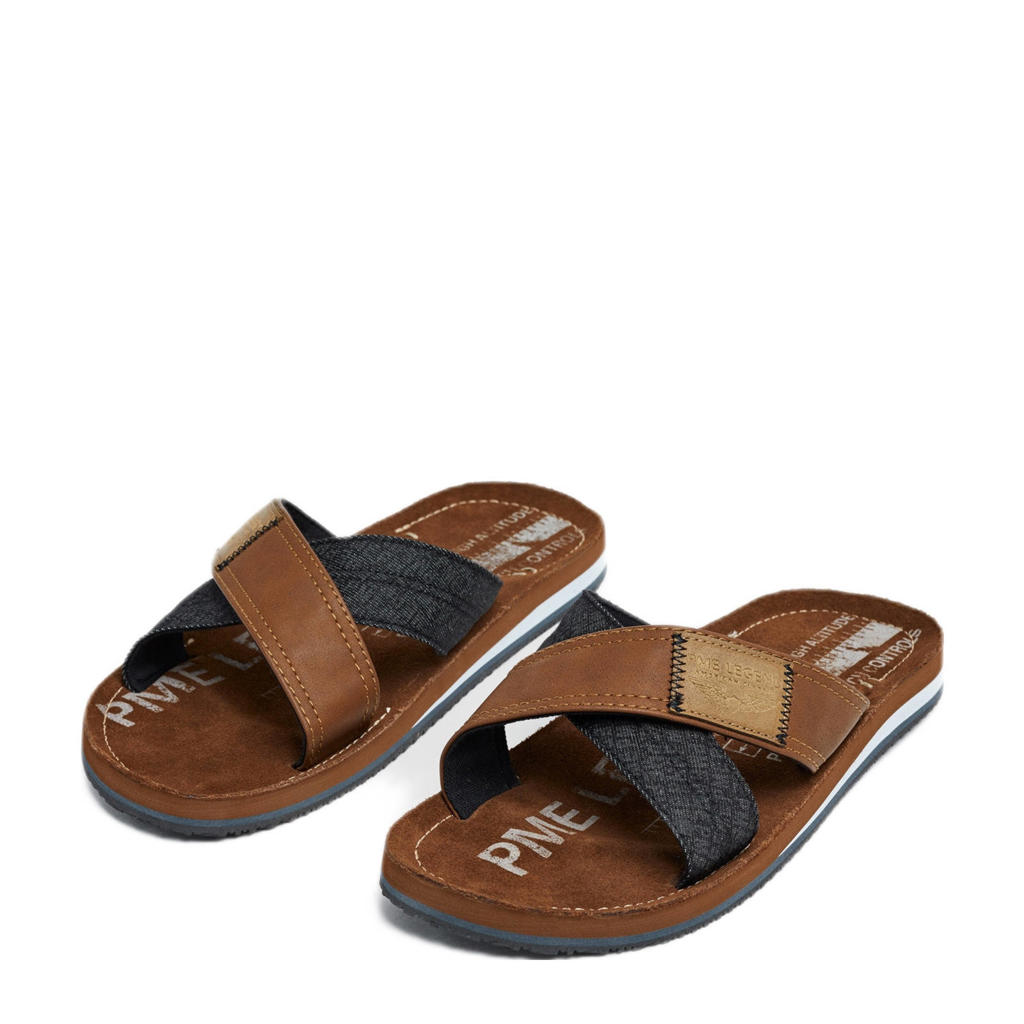 PME Legend Haig leren slippers bruin | wehkamp