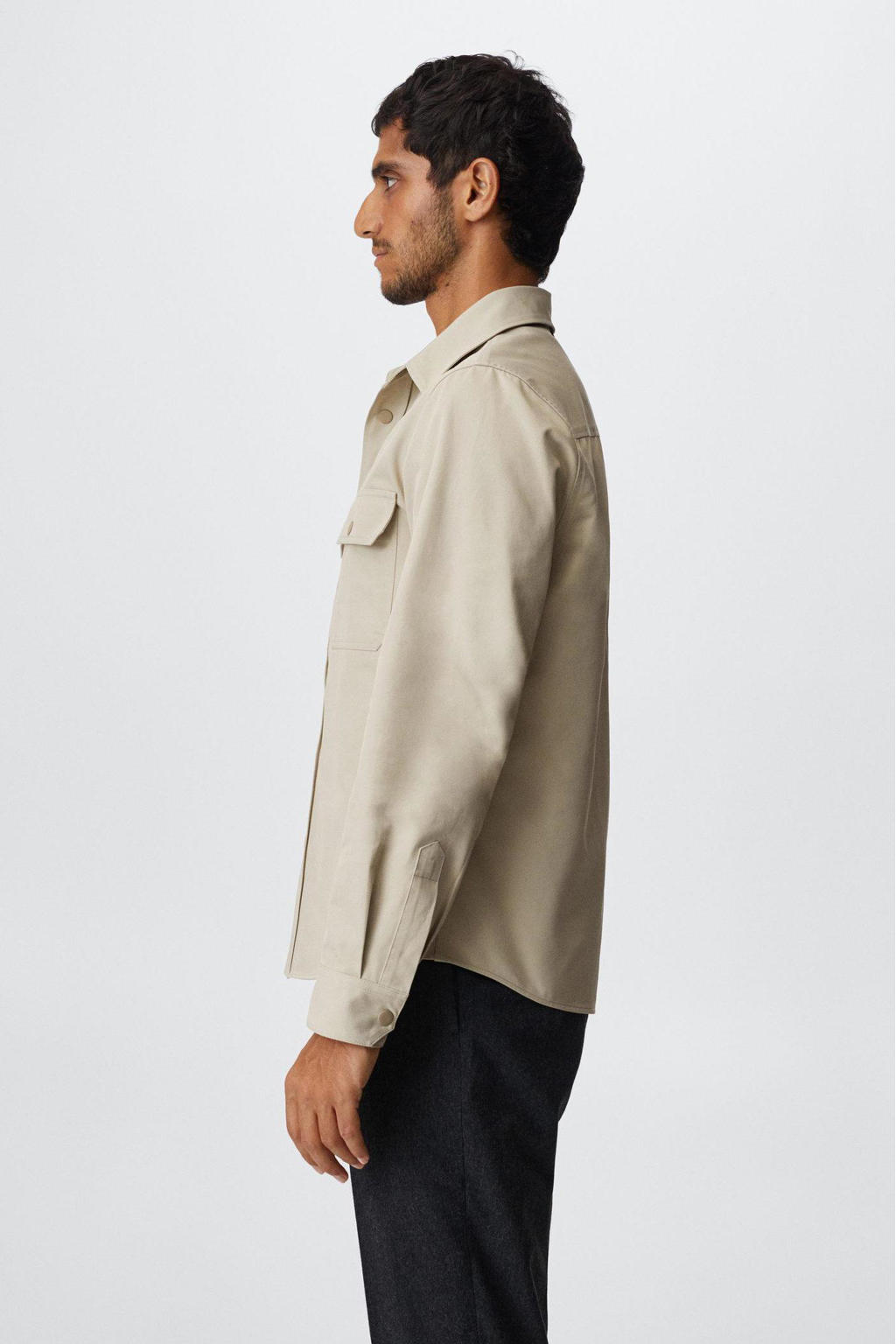 Mango Man regular fit overshirt lichtbeige | wehkamp