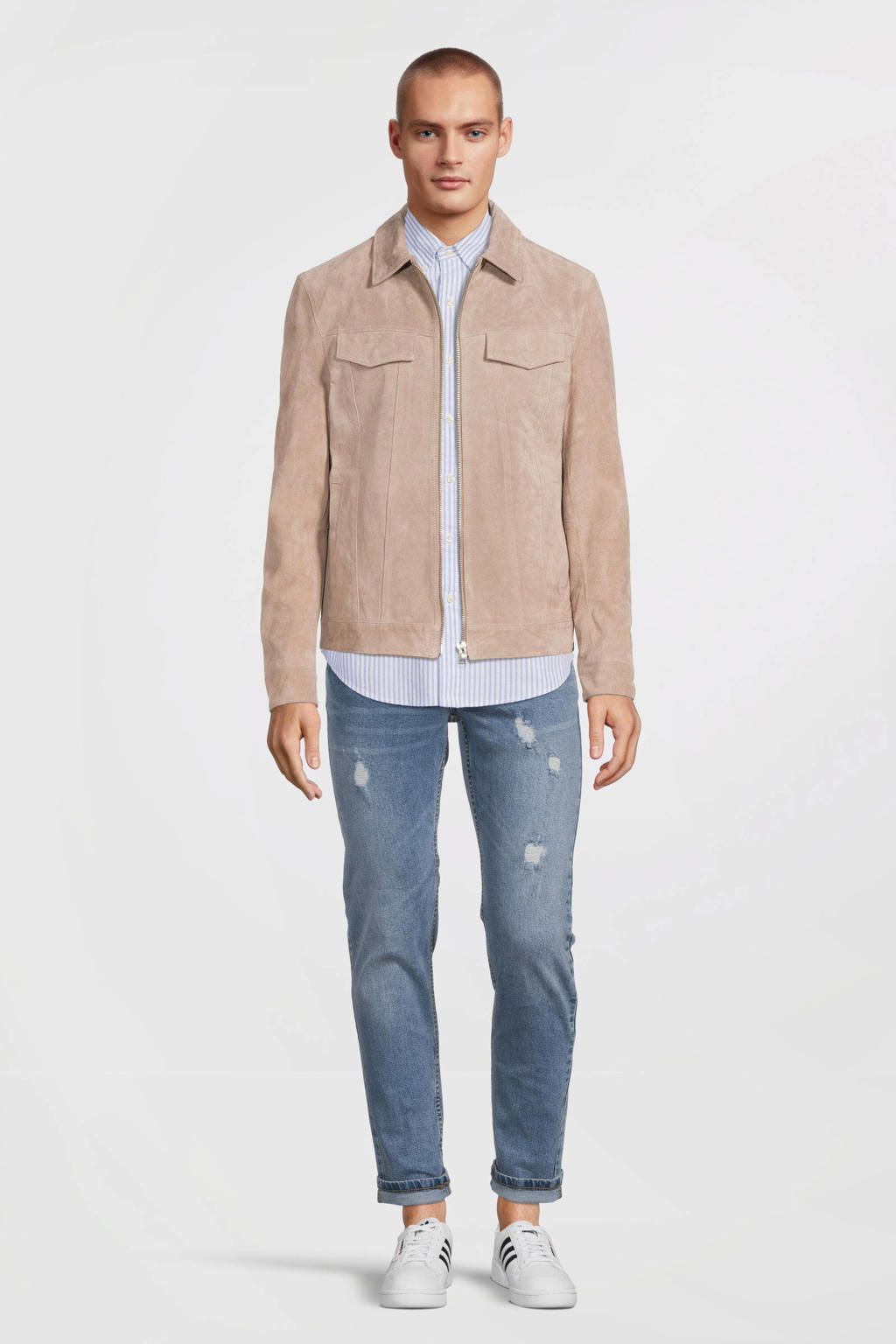 Goosecraft leren jas Ray van suede stone | wehkamp