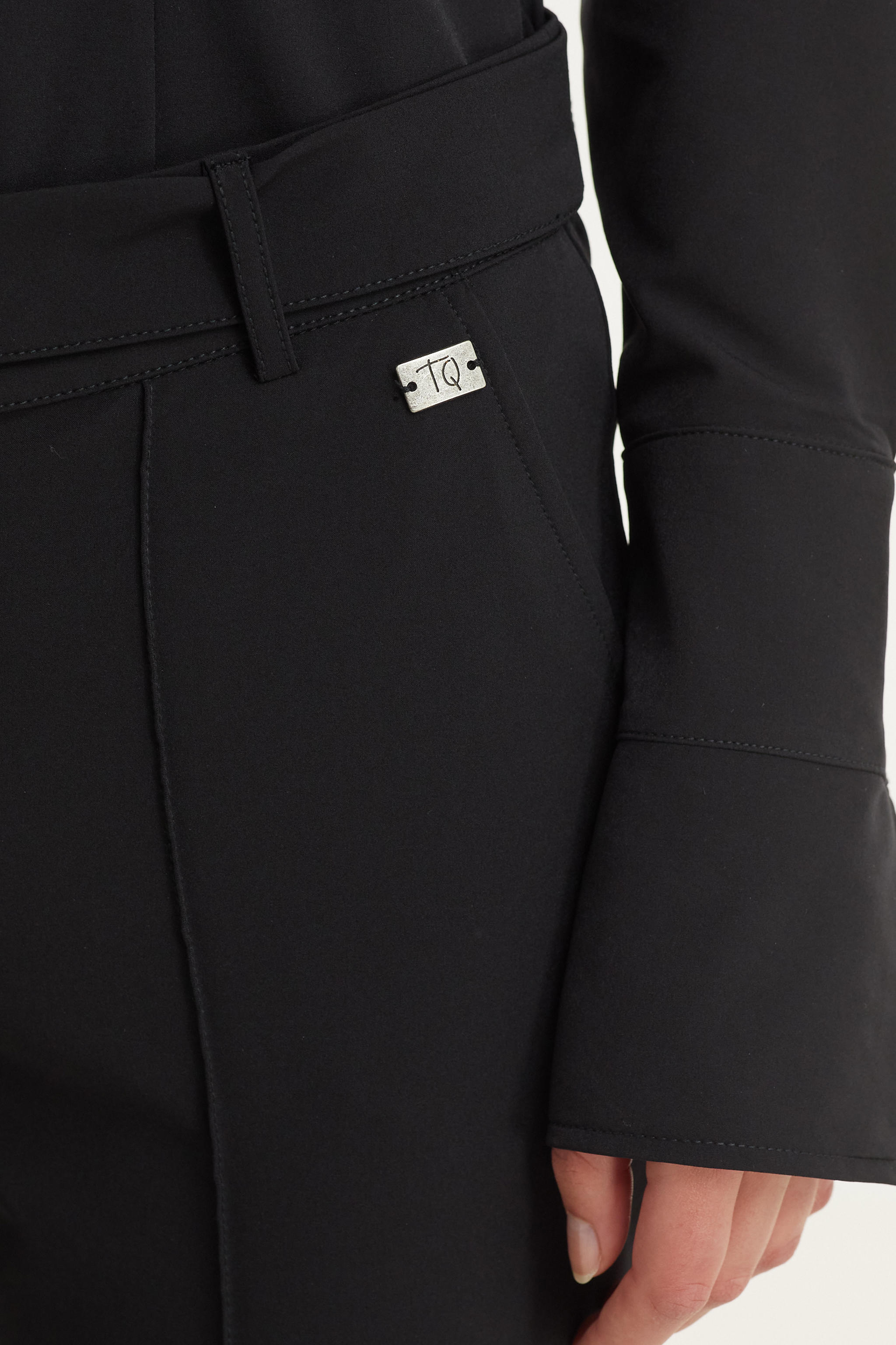 TQ-Amsterdam flared broek Danthe van travelstof zwart | wehkamp