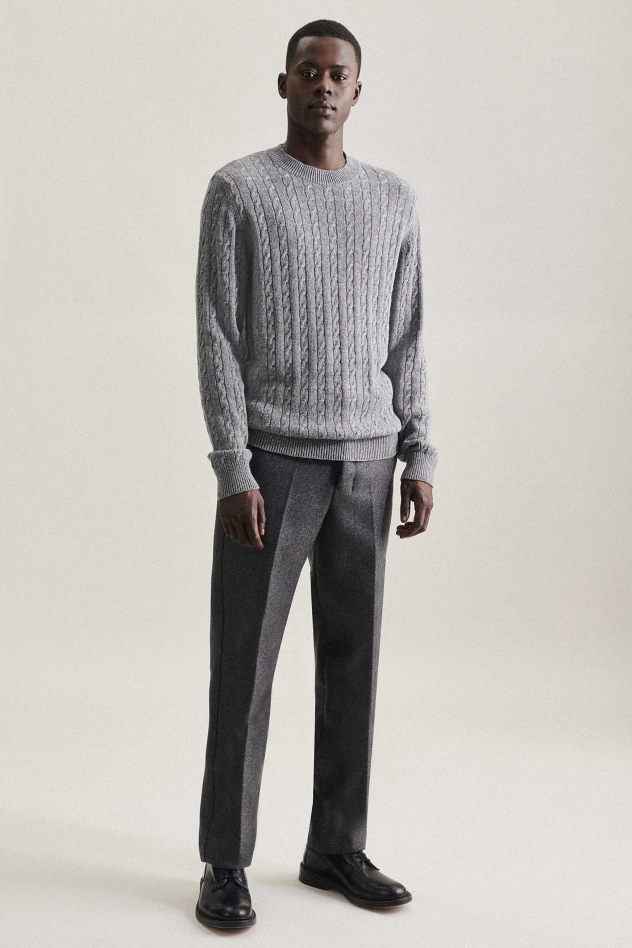 Seidensticker gemêleerde kabeltrui met wol grijs | wehkamp