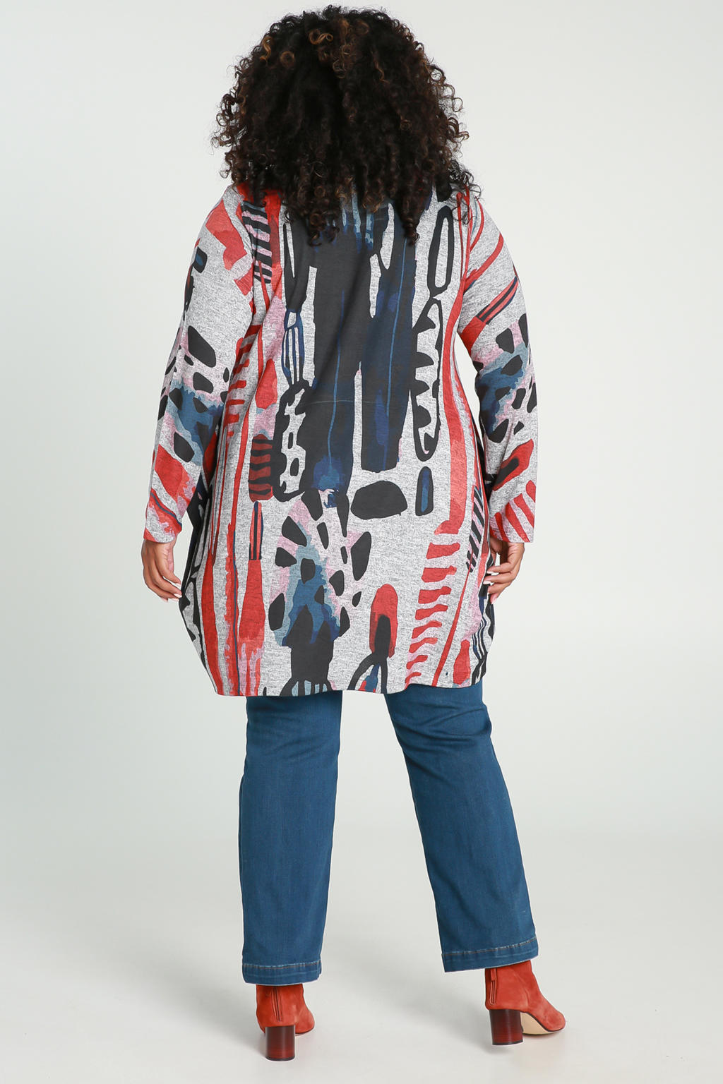 Paprika tuniek met all over print grijs/rood/blauw | wehkamp