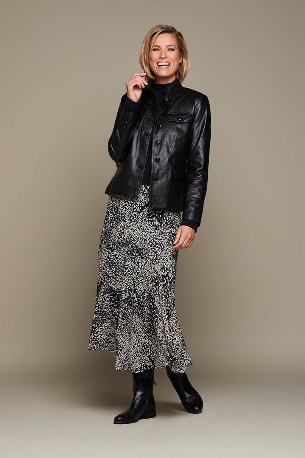 Mart Visser Caroline Tensen leren jas Dyon zwart | wehkamp