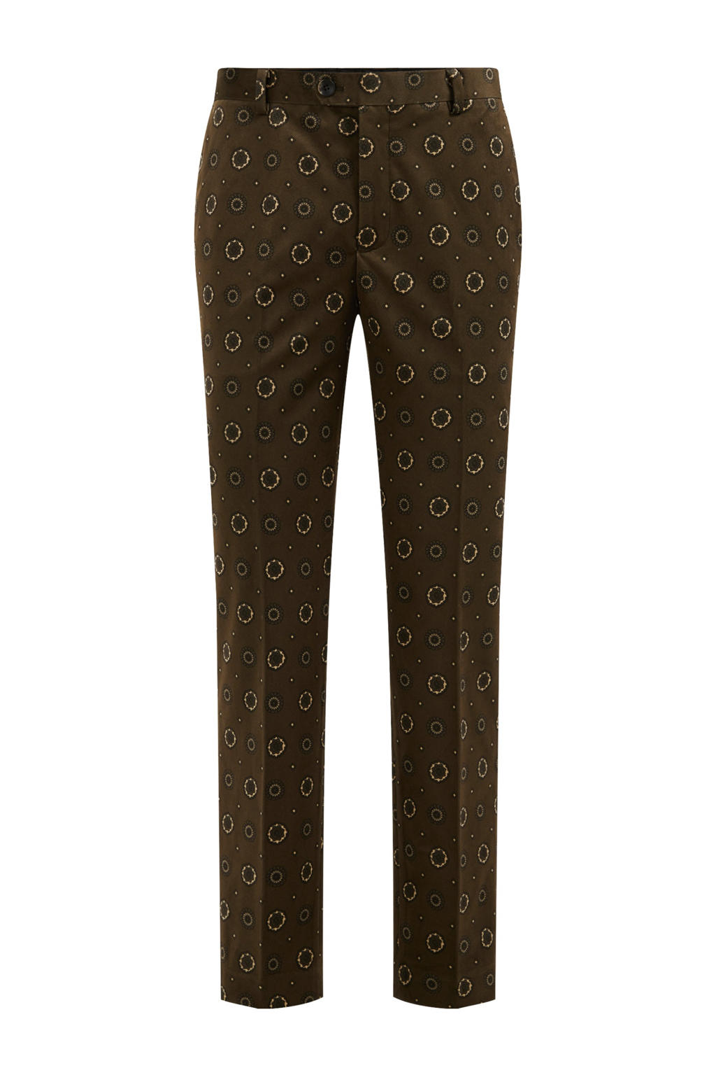 WE Fashion slim fit pantalon met all over print dull green | wehkamp