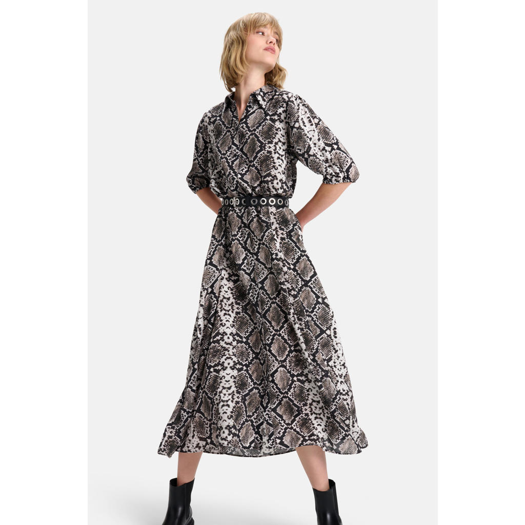 Shoeby blousejurk judith dress met slangenprint en bijpassend ceintuur ...
