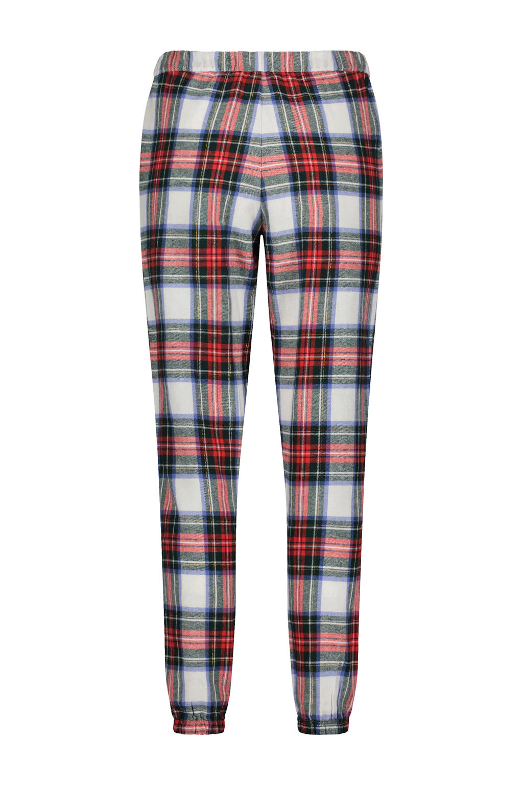 Hunkemöller geruite flanellen pyjamabroek wit/rood/groen | wehkamp