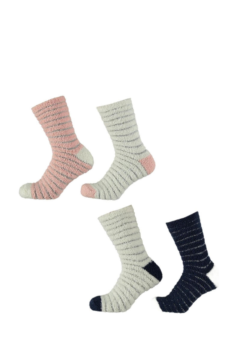 Apollo huissokken met strepen - set van 4 roze/ecru/zwart | wehkamp