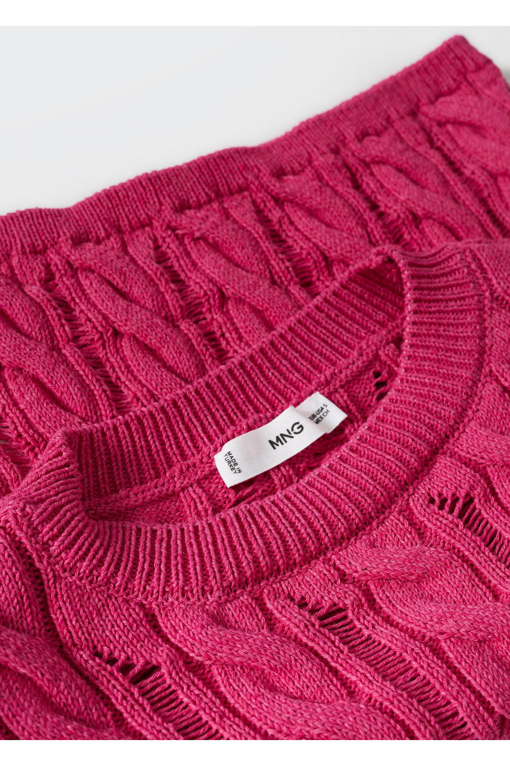 Mango grofgebreide trui fuchsia | wehkamp