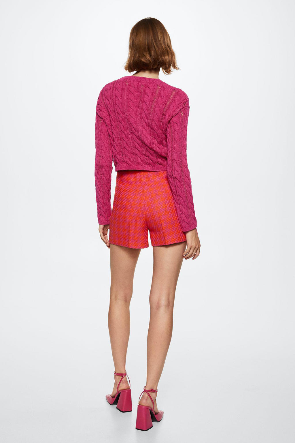 Mango grofgebreide trui fuchsia | wehkamp