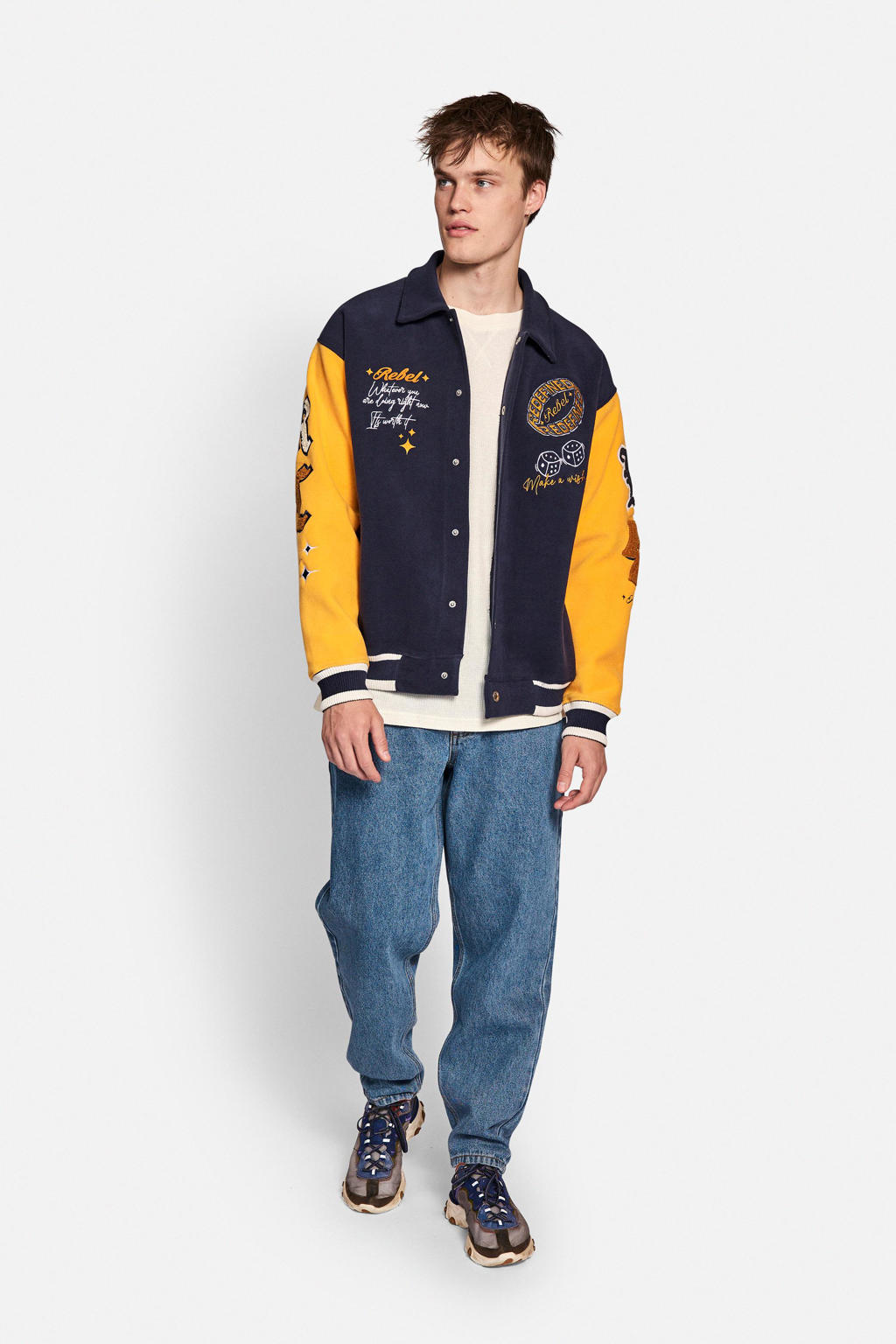 Redefined Rebel bomberjack RRBo met logo en backprint navy blazer | wehkamp