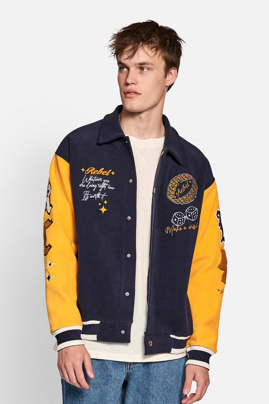 Redefined Rebel bomberjack RRBo met logo en backprint navy blazer | wehkamp