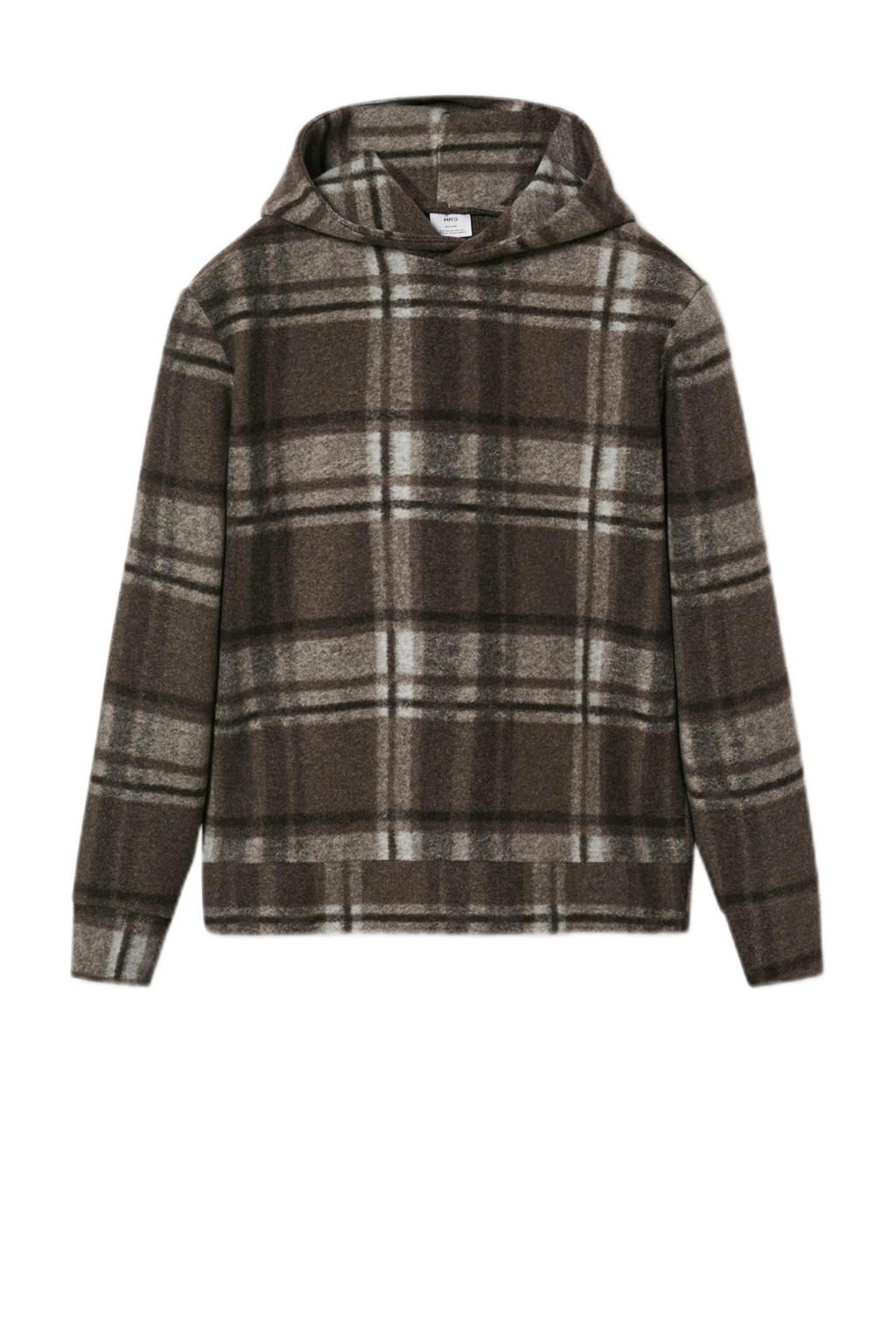 Mango Man geruite hoodie bruin | wehkamp
