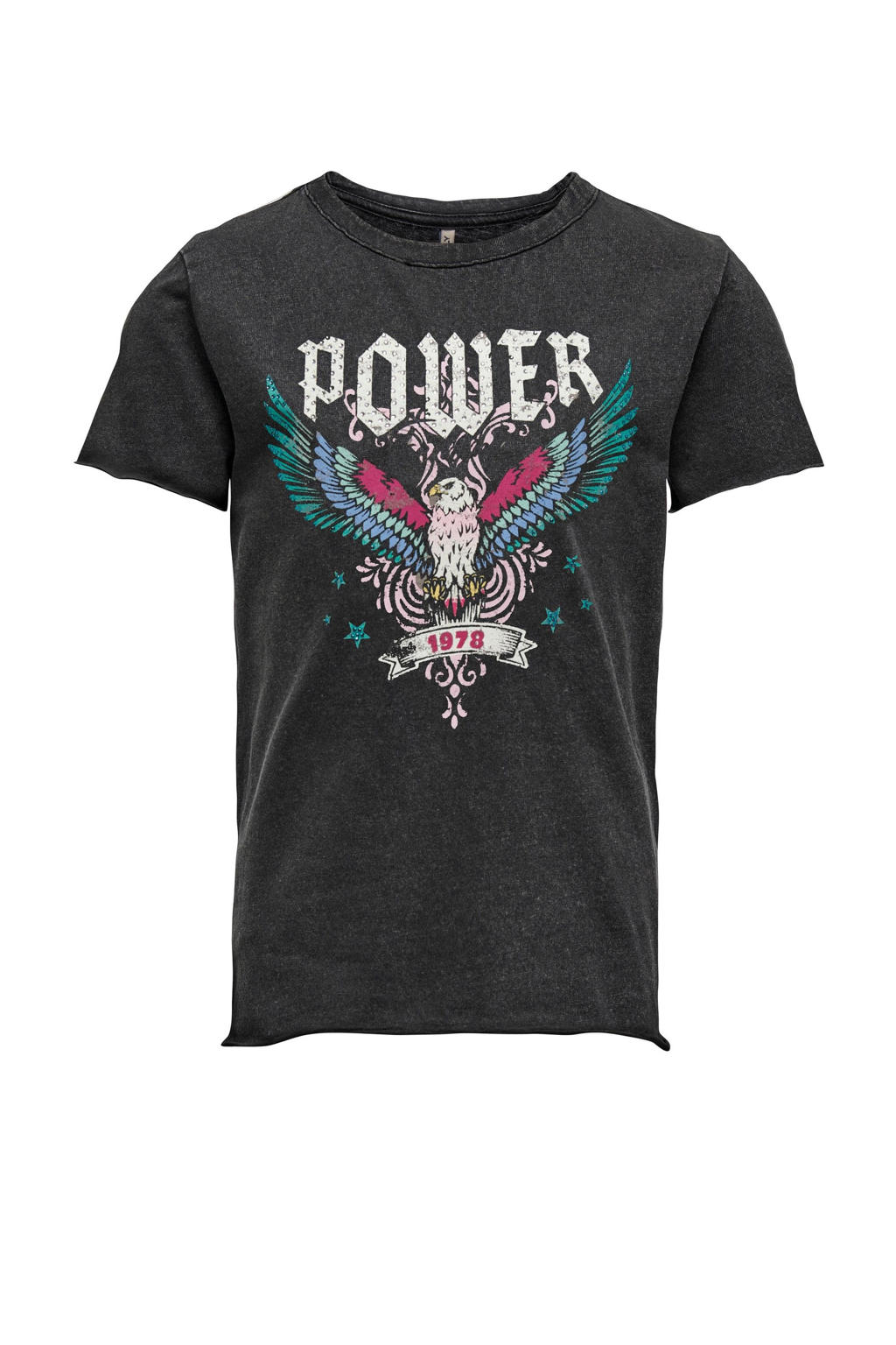 KIDS ONLY GIRL T-shirt KOGLUCY met printopdruk zwart power | wehkamp