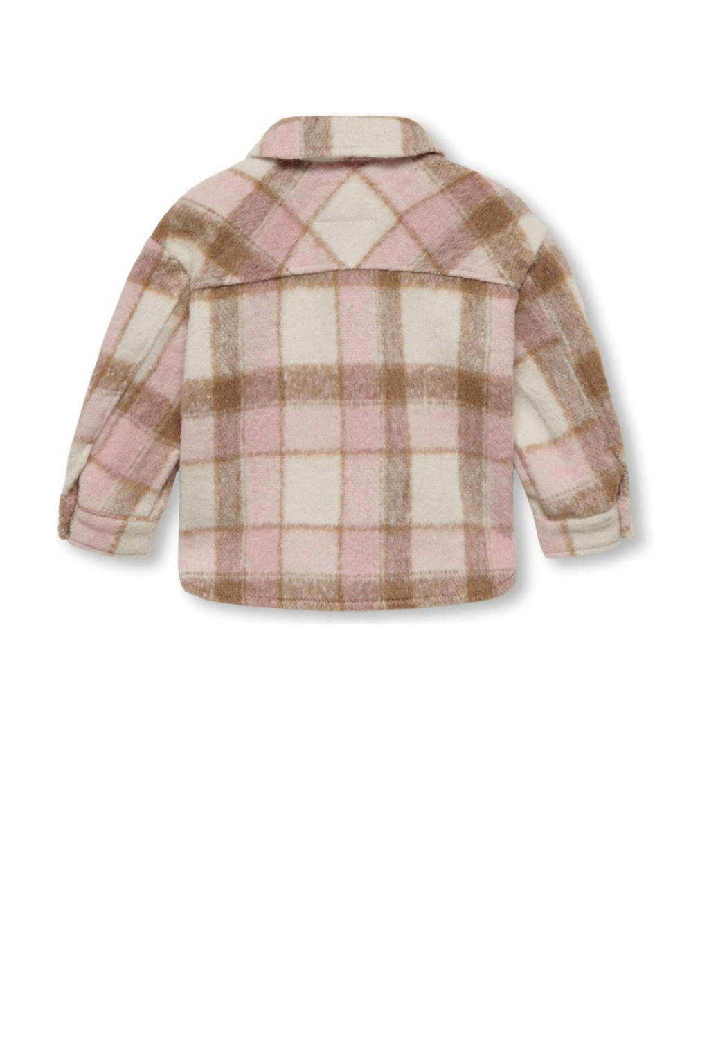 KIDS ONLY MINI geruite shacket tussenjas KMGLOU roze/lichtbruin/wit ...