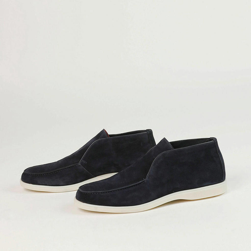 Manfield suède hoge loafers donkerblauw | wehkamp
